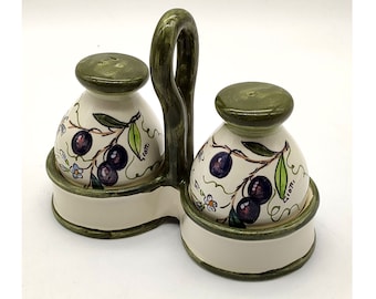 Italian Ceramic Jar Salt Holder Hand Painted Made in ITALY Tuscan Art ...