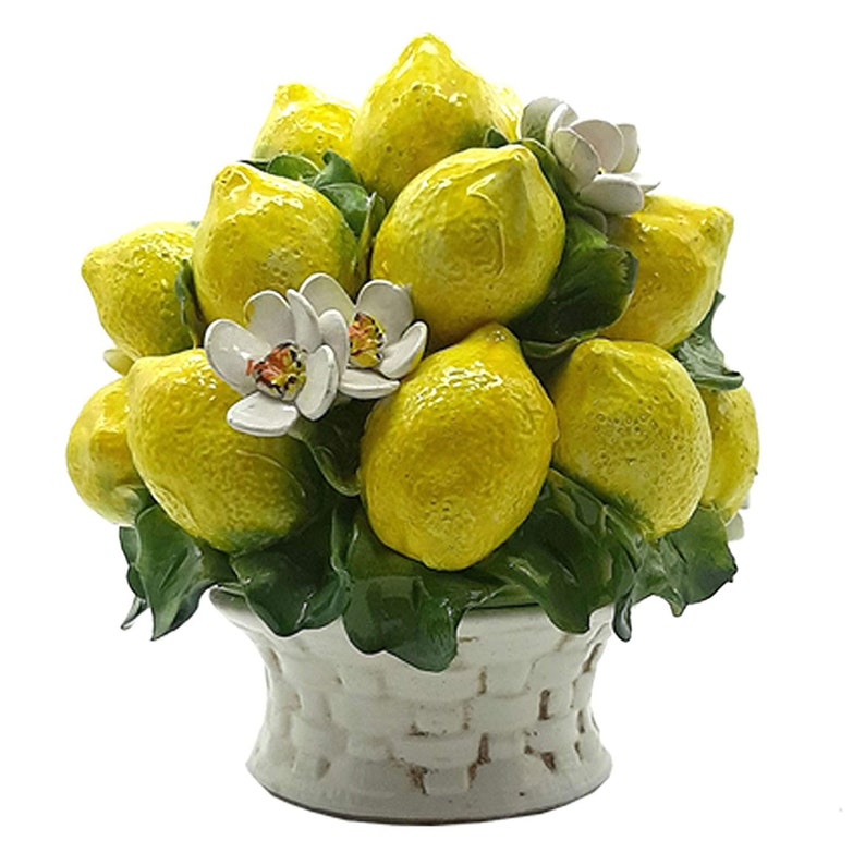 Tuscan Basket With Lemons Decoration Handmade, Hand-painted Kitchen Art ...