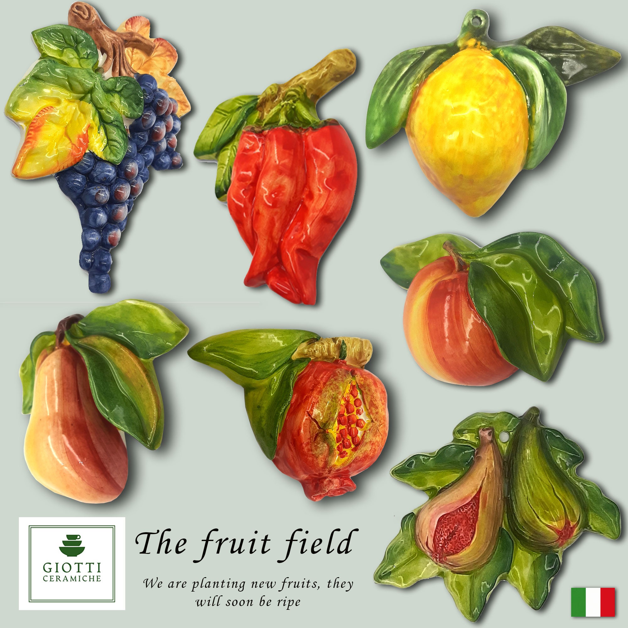 Italian Ceramic Fruits set decorations for Kitchen Hand - Etsy España