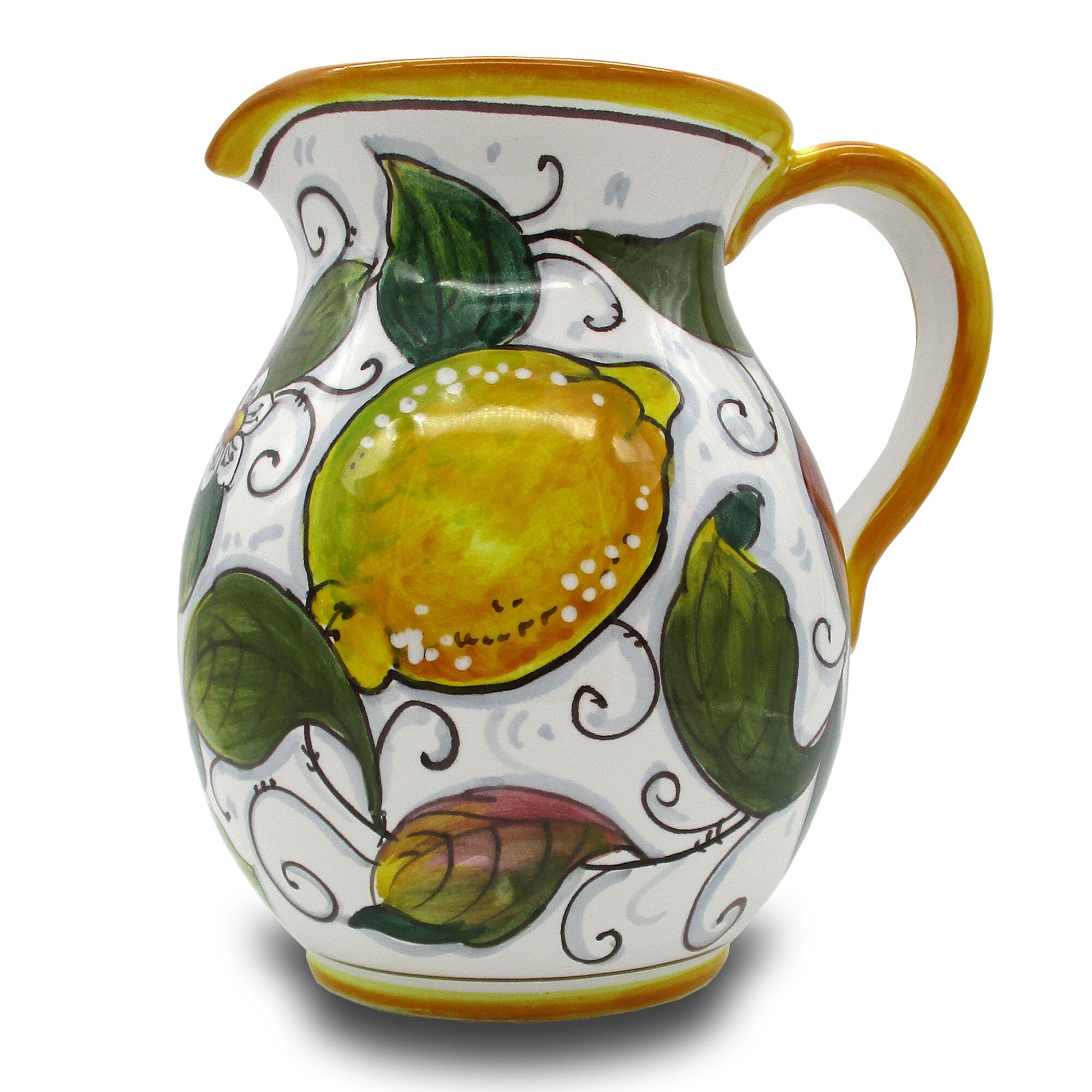 Italian Ceramic Pitcher Lemon Grapes Hand Painted Utensil - Etsy