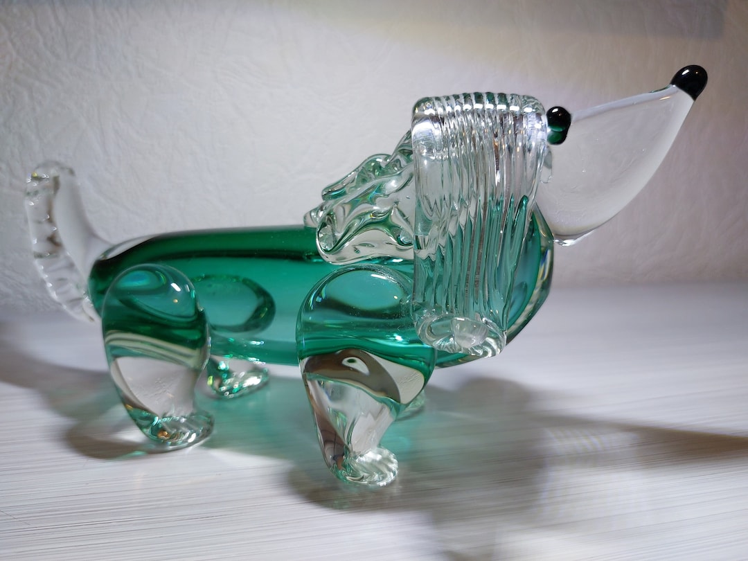 Dog Glass Art Sculpture, Hand Blown Glass Dog Figurine, Color Glass Art ...