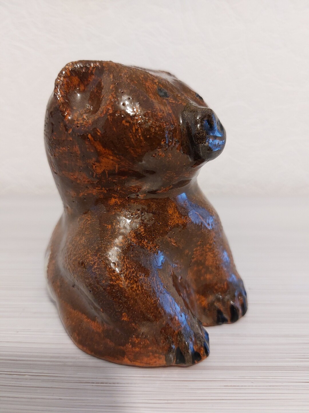 1970s Bear Figurine, Heavy Clay Ceramic, Hand Made Clay Bear Sculpture ...
