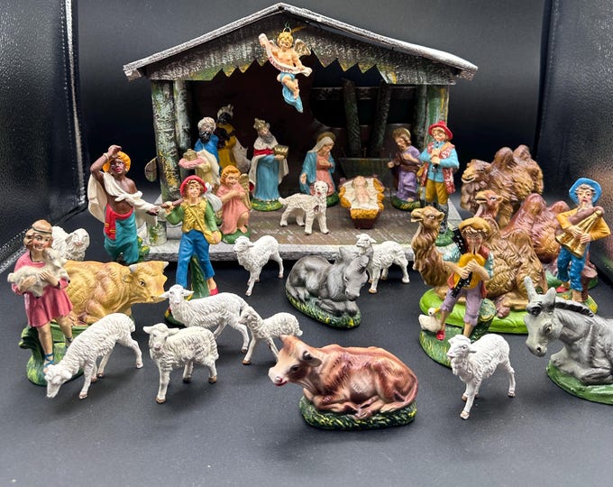 Vintage Italian Nativity Sethand Painted Nativity Scenemid Century ...