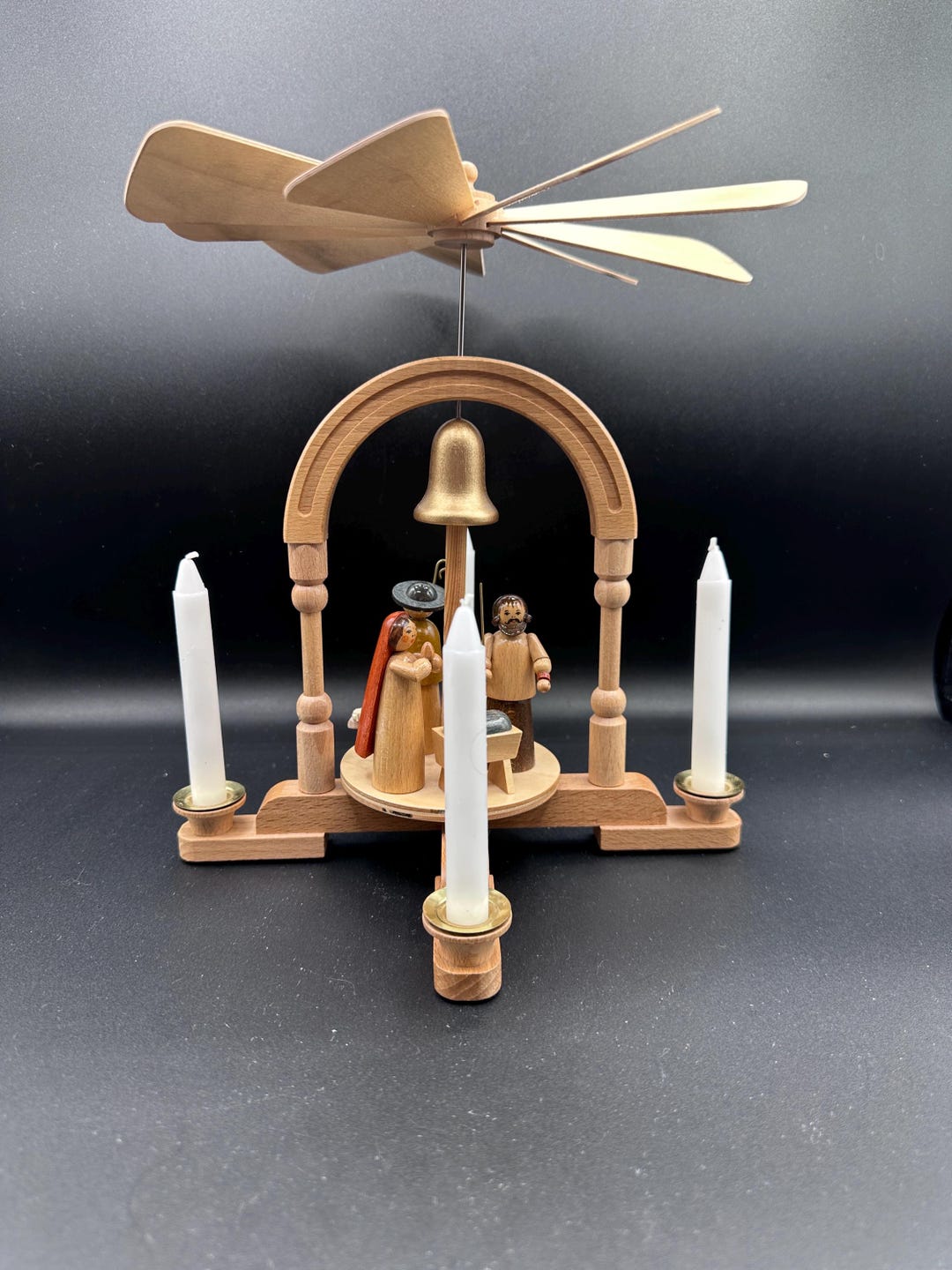 Vintage German Windmill Pyramid Carousel Nativity Scene Handmade Kathe ...