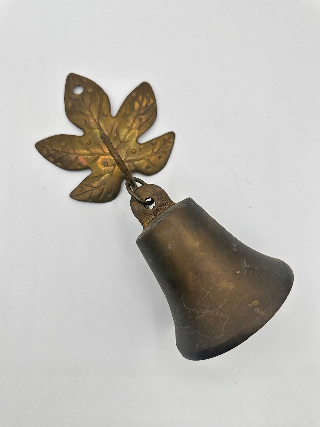 Vintage Solid Brass Hanging Leaf Bell | Vintage Bell | Brass Bell ...