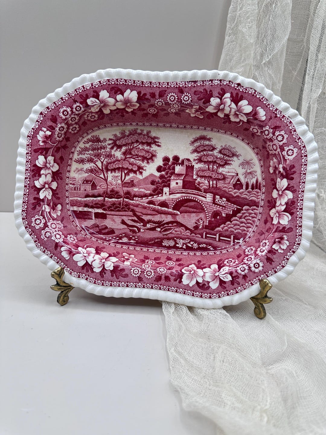 Antique Copeland Spode’s Tower Red Transferware Serving Dish ...