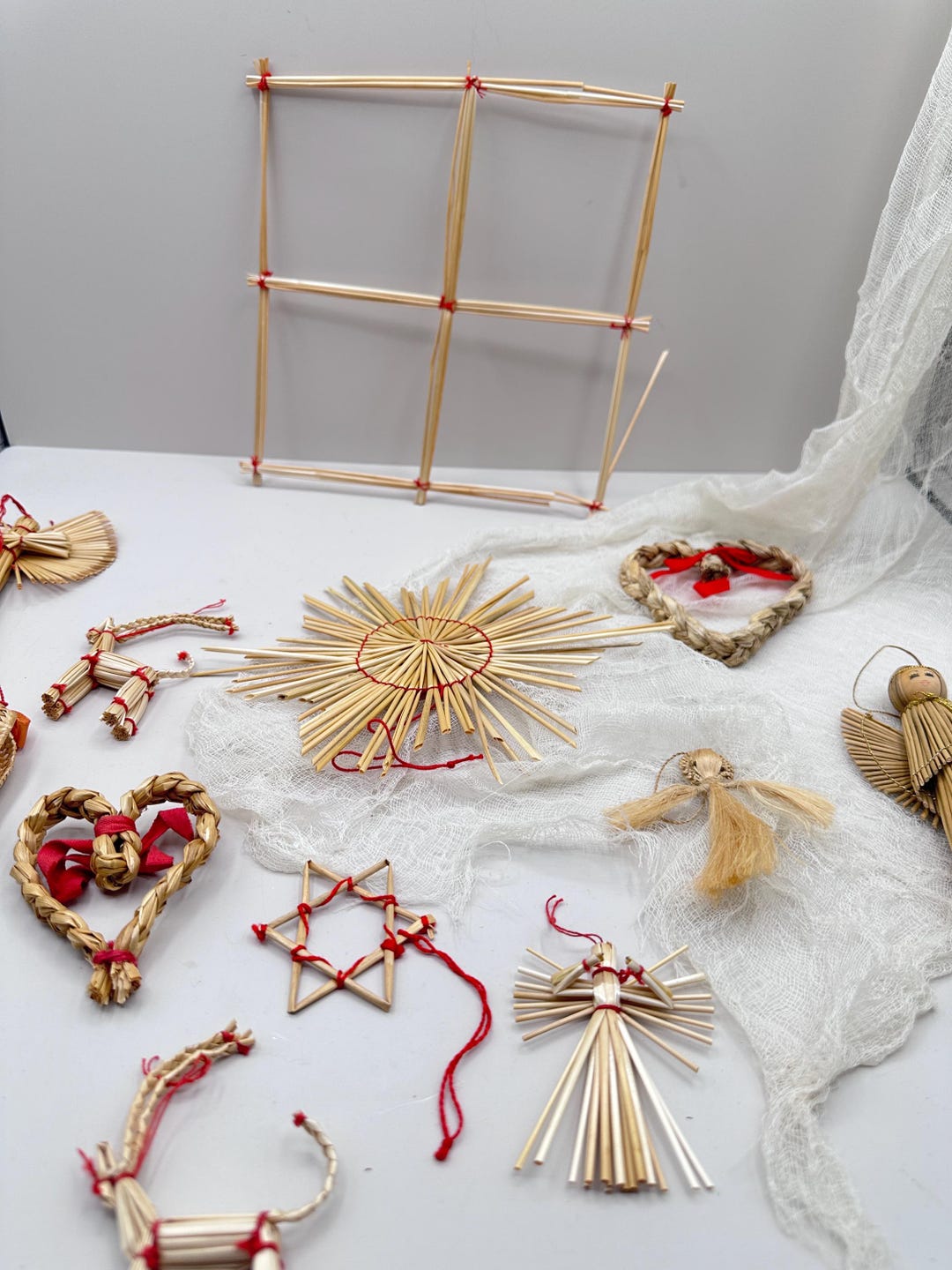 Vintage Scandinavian Straw Ornaments Set|swedish Jul Decor Lot Vintage ...