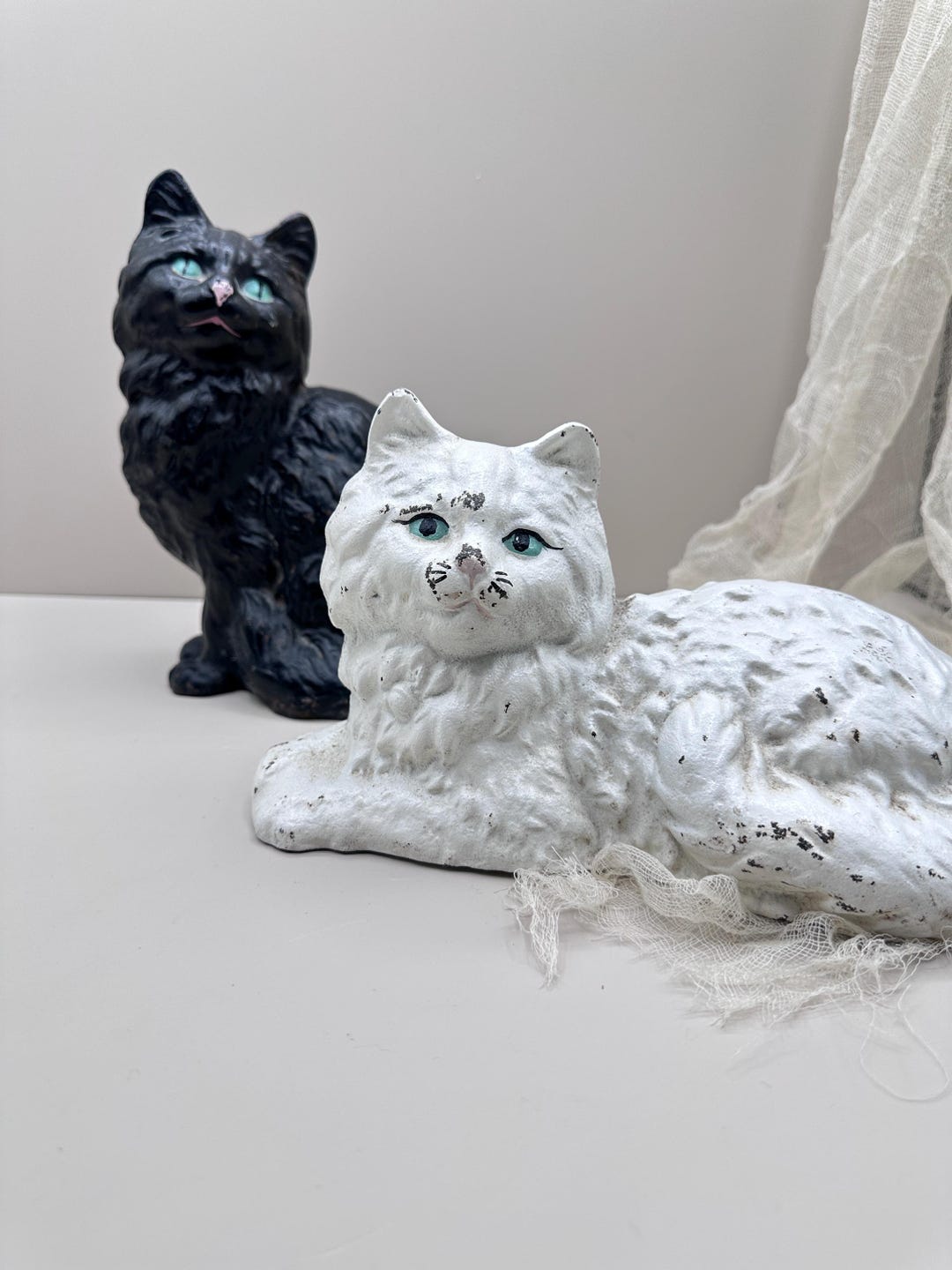 Antique Cast Iron Cat Doorstop|heavy Metal Cat Figurine|white or Black ...