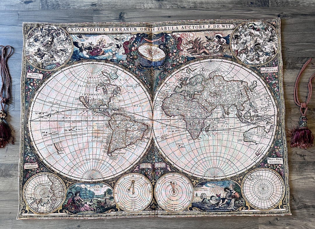 Vintage Old World Map Tapestry|frederik De Wits Map Rendition 1660|old ...
