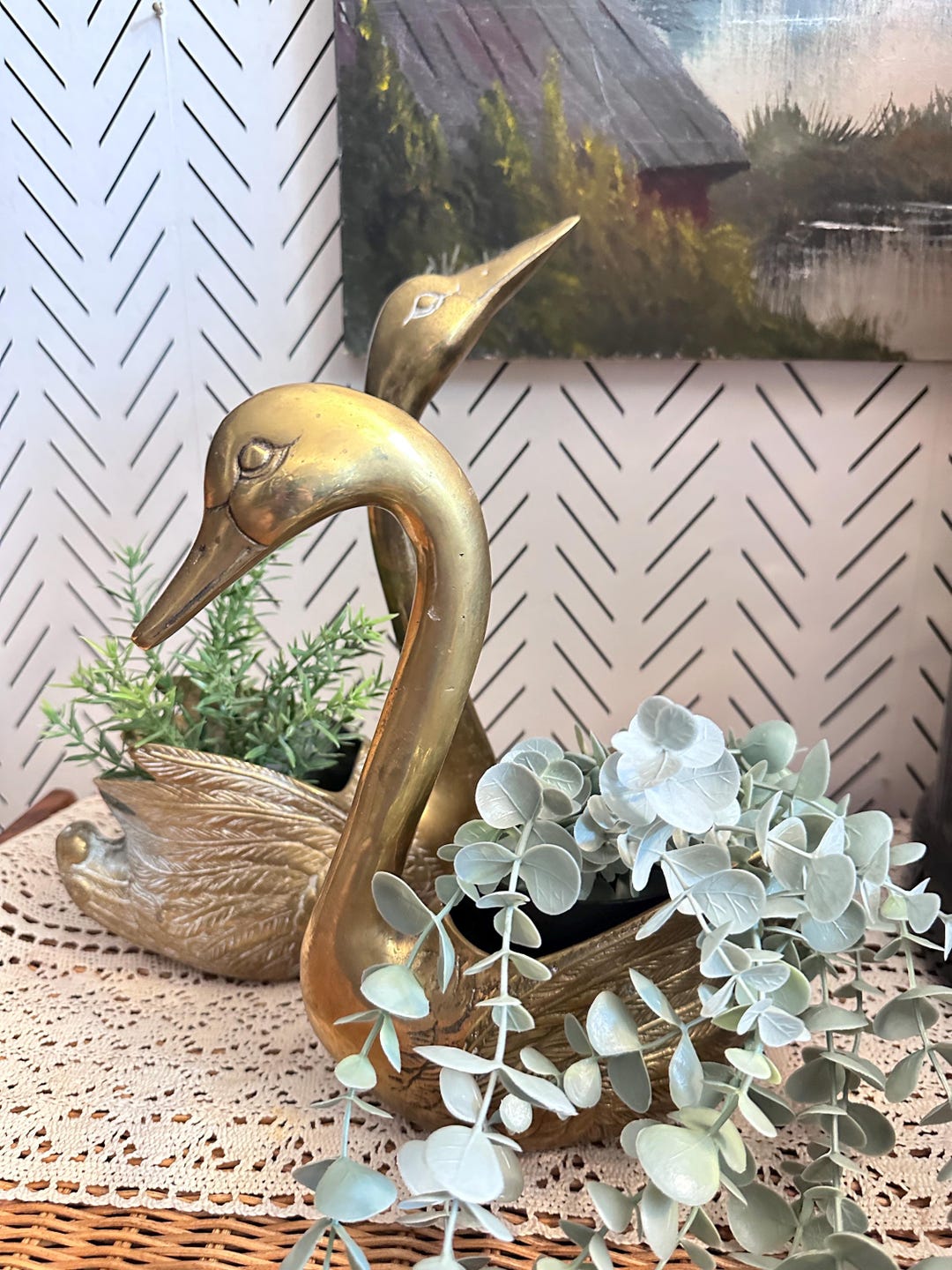 Vintage Solid Brass Swan Vessels|brass Swan|vintage Swan|brass|brass ...
