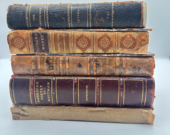 Vintage & Antique Leather Stack of Books | Vintage | Library | Book ...