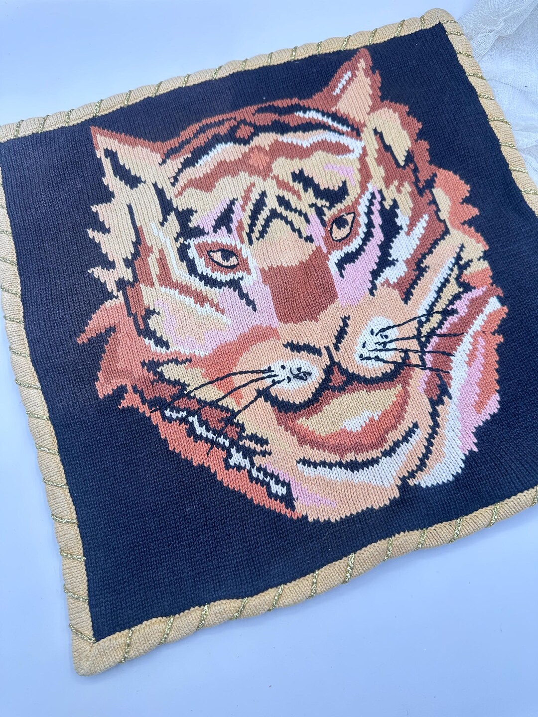 Vintage Knit Tiger Face Decoractive Throw Pillow Cover|animal Print ...