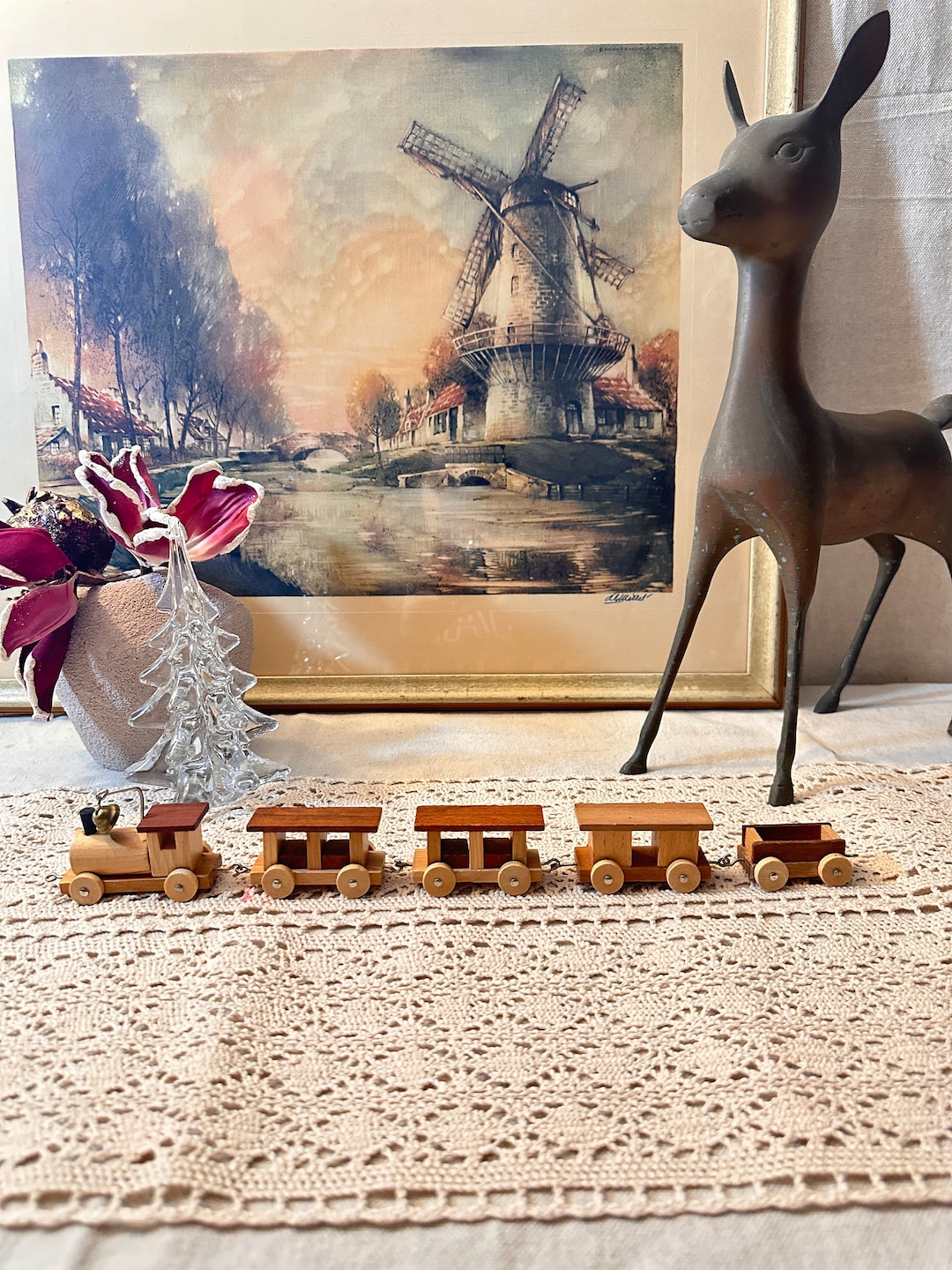 Vintage German 5 Car Miniature Train Set Designed by Loquai Holzkunst ...