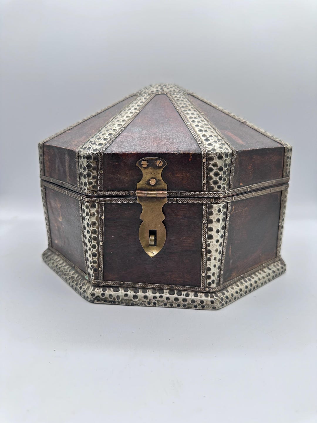 Vintage Mid Century Octogan Wood Box|vintage Wood Trinket Box ...