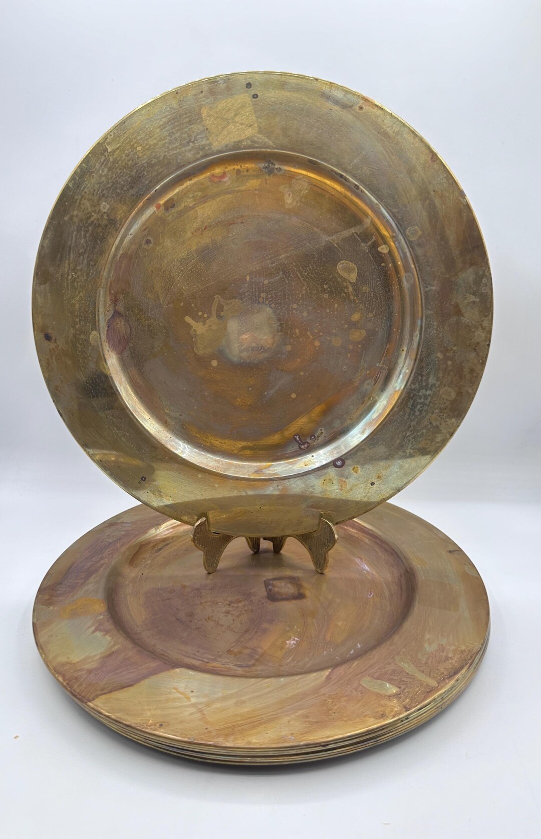 Vintage Brass Chargers|brass Tray|entertaining|solid Brass Charger ...