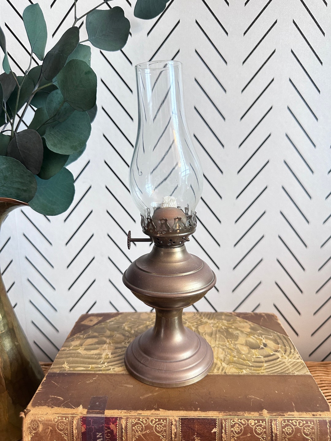 Vintage Brass Oil Lamp | Brass Lamp | Oil Lamp | Brass Oil Lamp ...