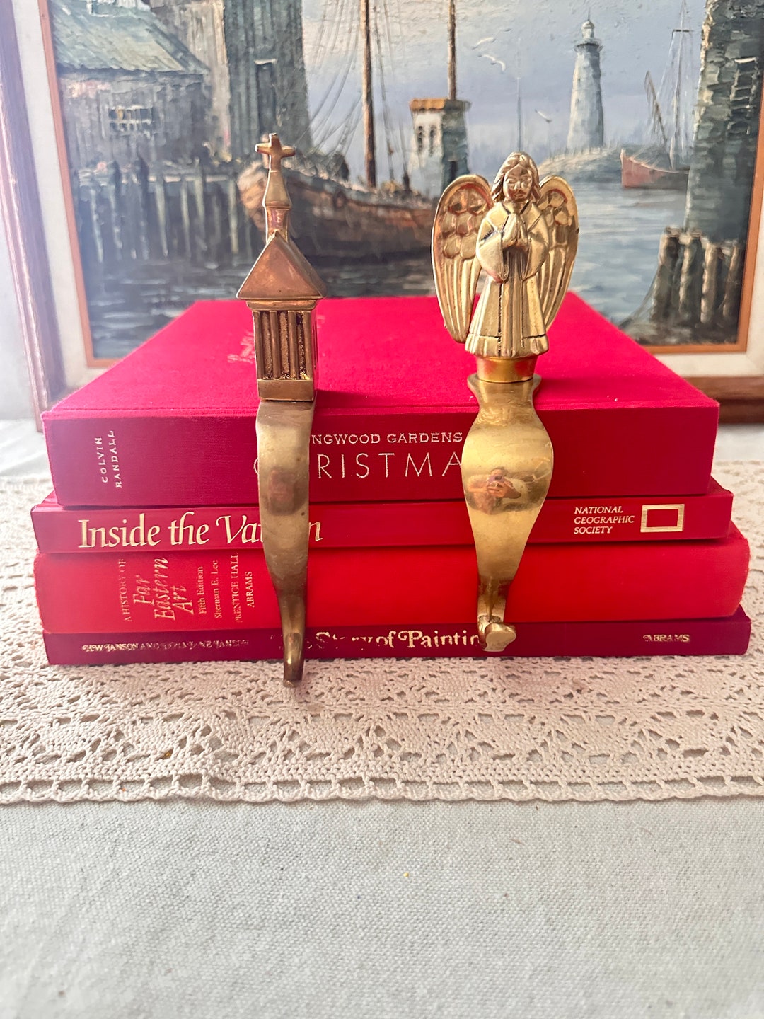 Vintage Solid Brass Skinny Stocking Holders | Stocking Hook | Christmas ...