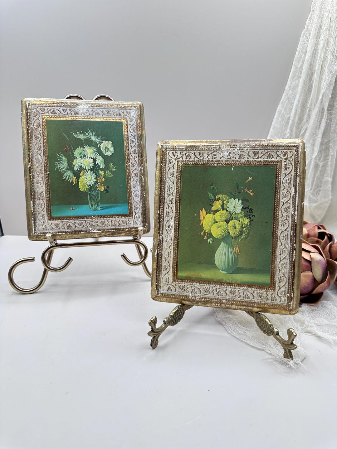 Vintage Italian Floral Wall Plaques Set of 2 | Hand Made in Italy ...