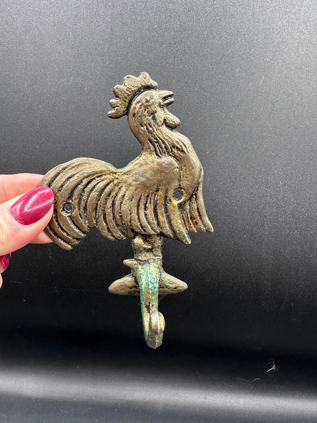 Vintage Solid Brass Rooster Key Hook | Brass Key Hook| Brass Chicken ...
