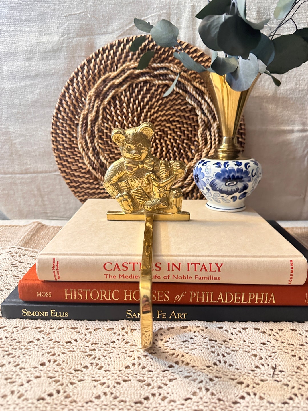 Vintage Solid Brass Stocking Holder | Stocking Hook | Christmas Tree ...