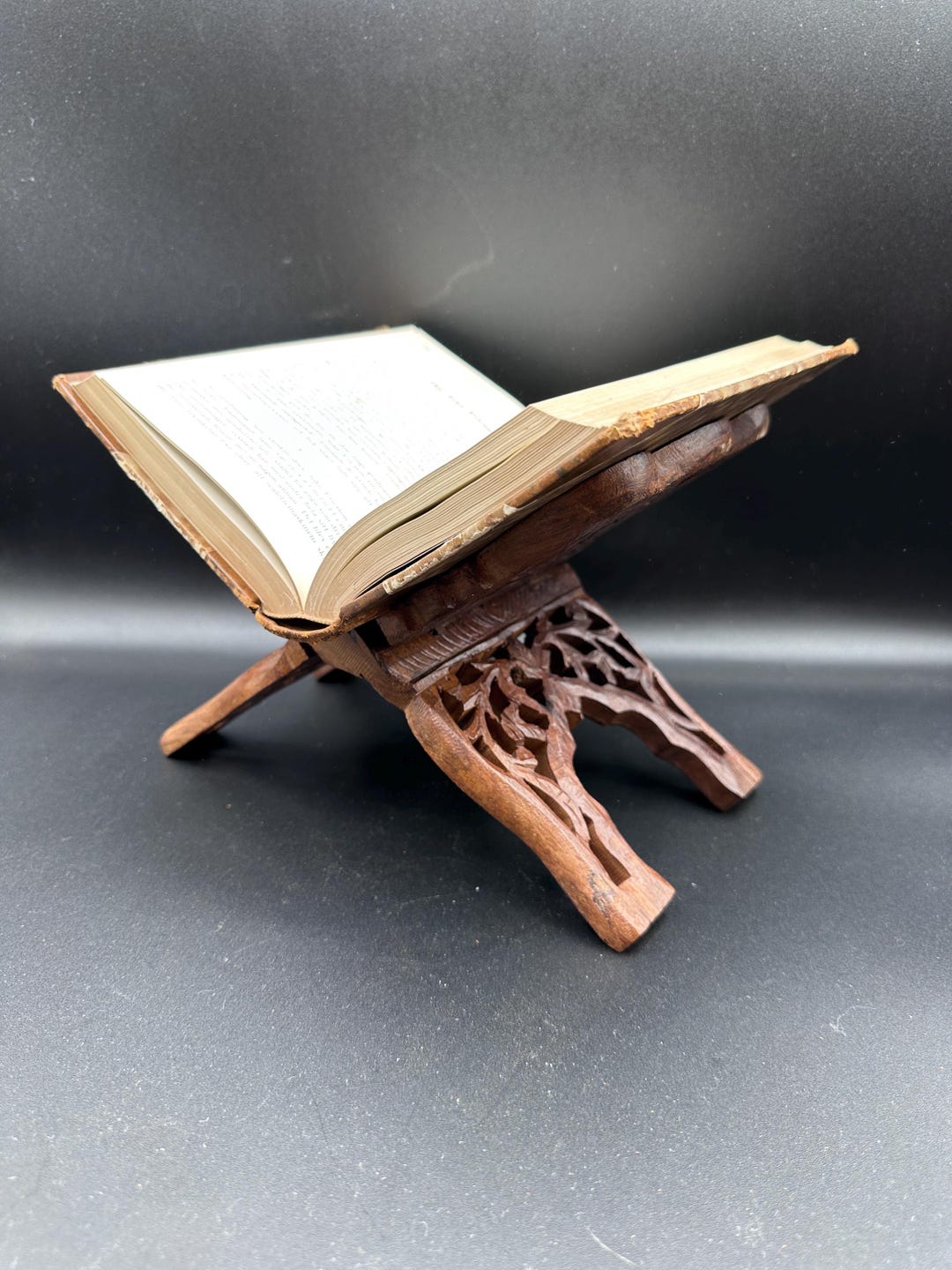 Hand Carved Wooden Book Display | India | Book Stand | Vintage Library ...
