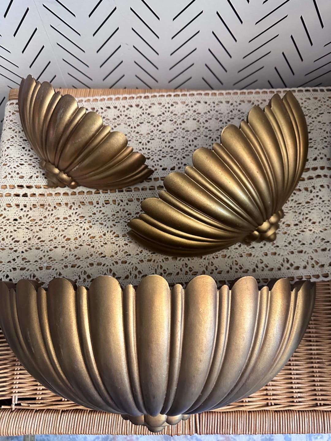 Vintage Syroco Trio of Resin Wall Planters|trio of Planters|wall ...