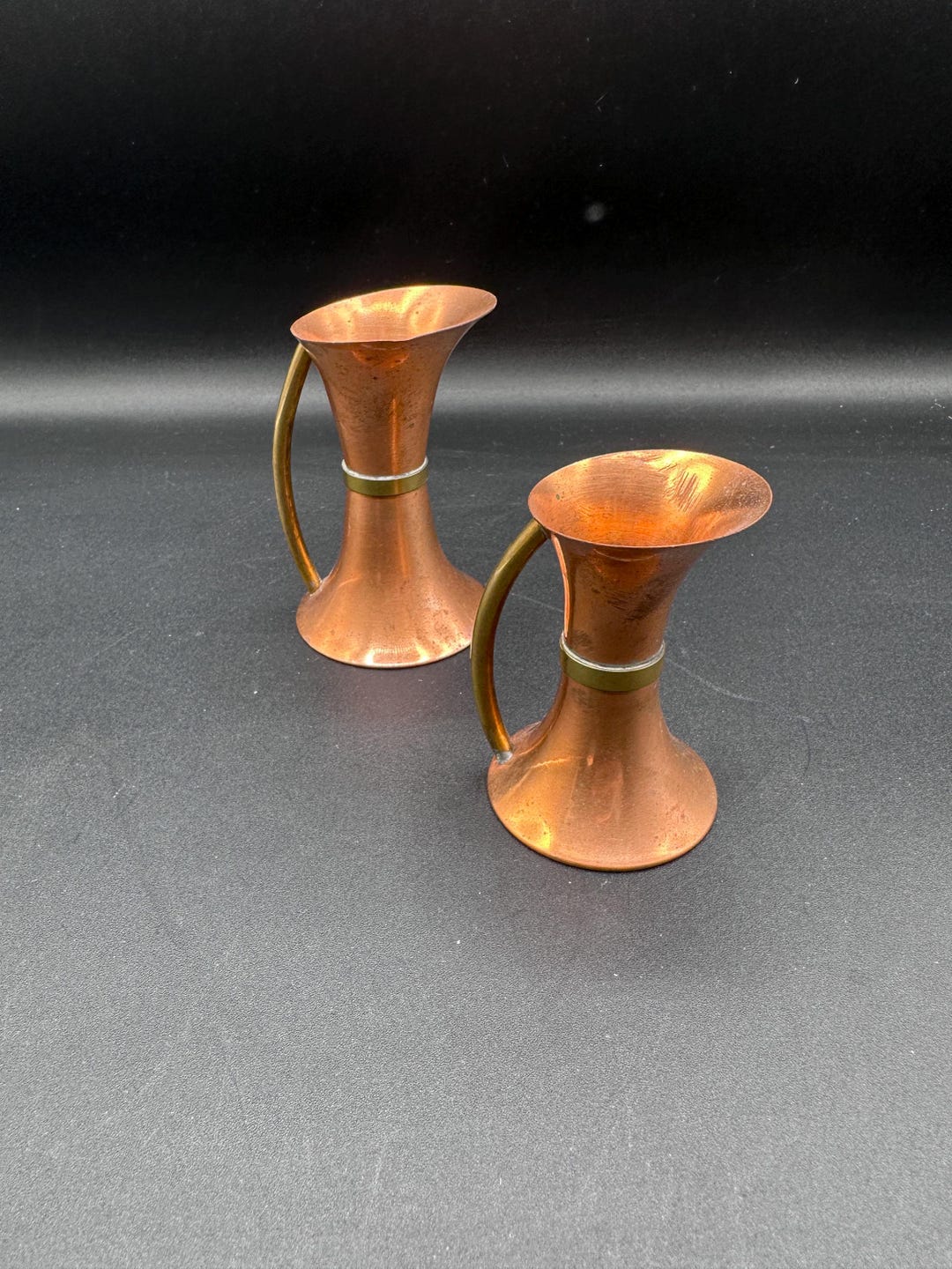 Vintage Pair of Copper & Brass Mini Pitchers|vintage Copper| French ...