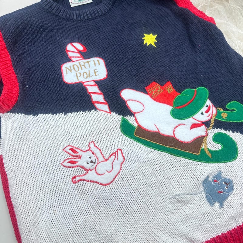 80s Applique Sweater Small - Etsy