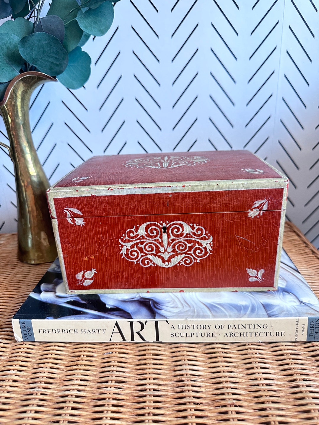 Vintage Hand Carved Wood Tea Caddy Boxvintage Wood ...