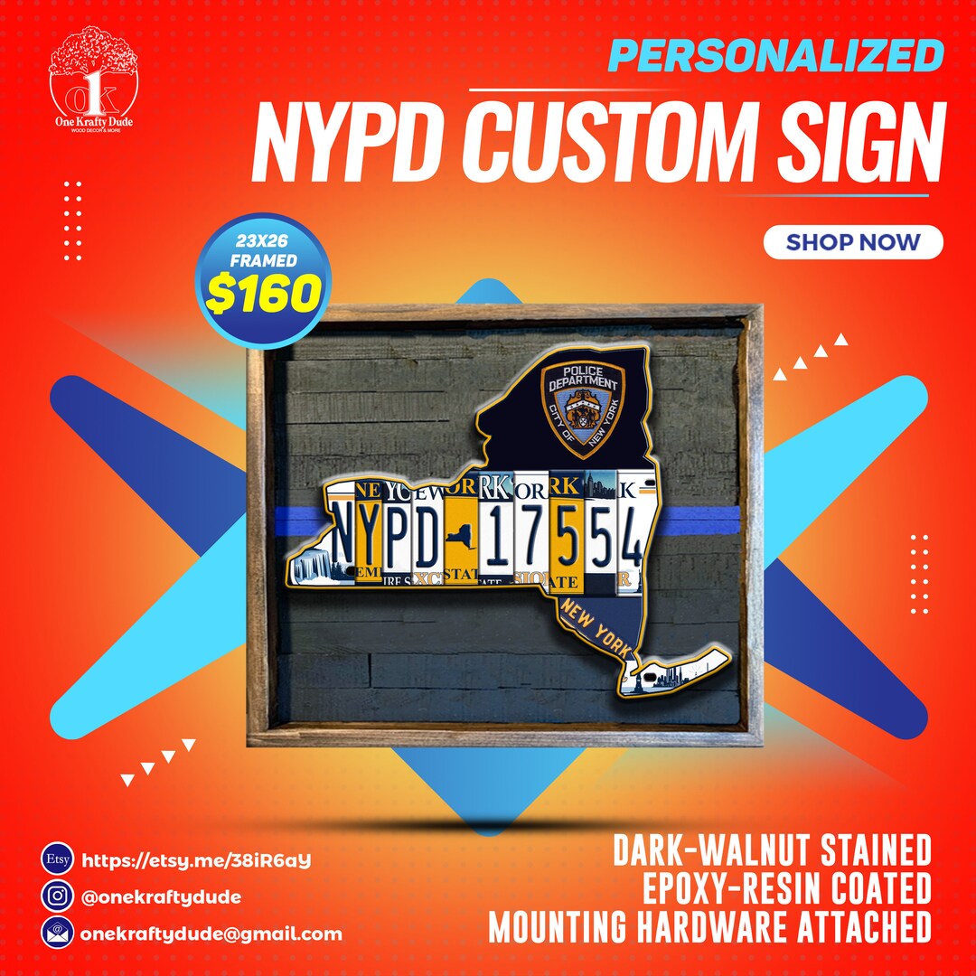 Custom NYPD Sign, 18x24, Customized Police Gift, New York Police ...