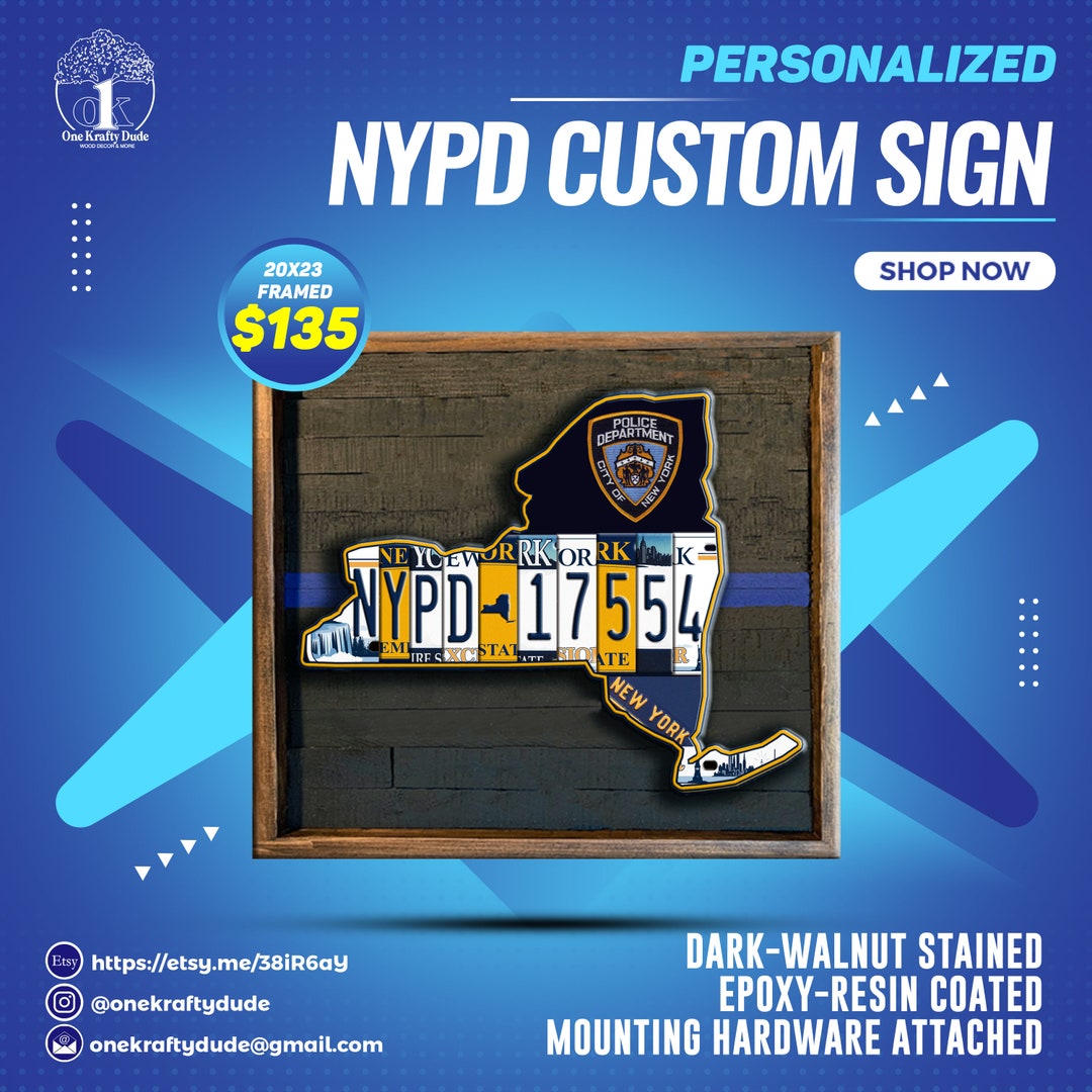 NYPD Custom Sign, 16x20, New York State License Plate Sign, New York ...