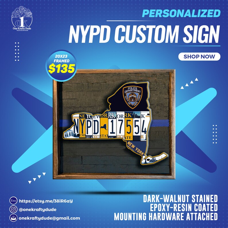 NYPD Custom Sign 16x20 New York State License Plate Sign - Etsy