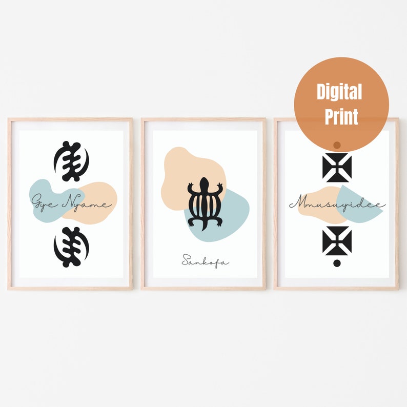 Adinkra Symbol Digital Print Set of 3 I Adinkra Wall Art I Abstract ...