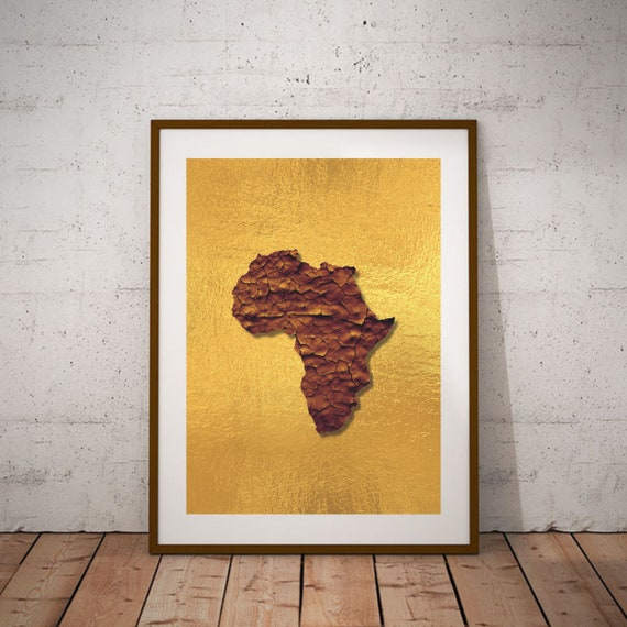 Gold Africa Map Instant Download Continent Map Africa | Etsy