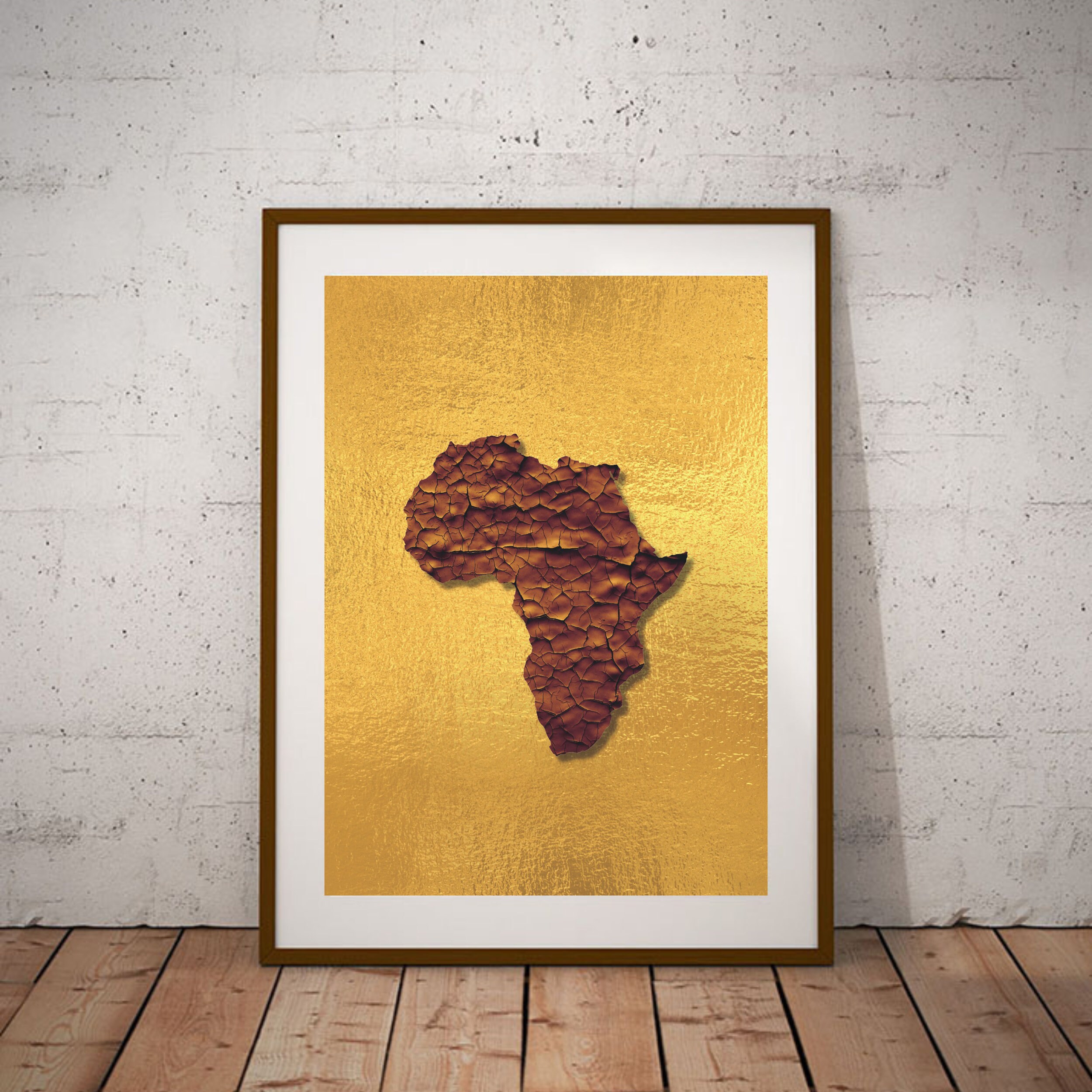 Gold Africa Map, Instant Download, Continent Map, Africa Travel Poster ...