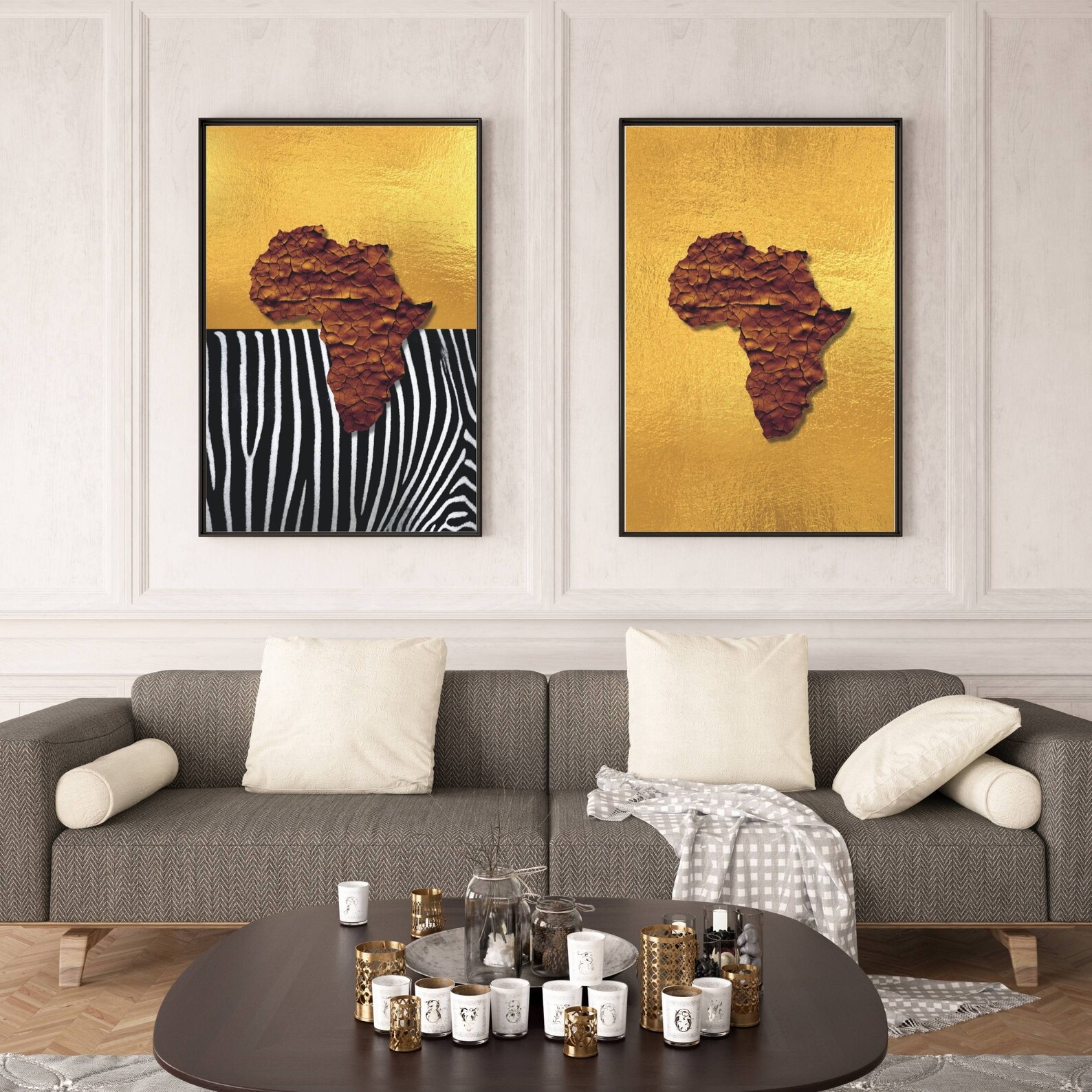 Gold Africa Map, Instant Download, Continent Map, Africa Travel Poster ...