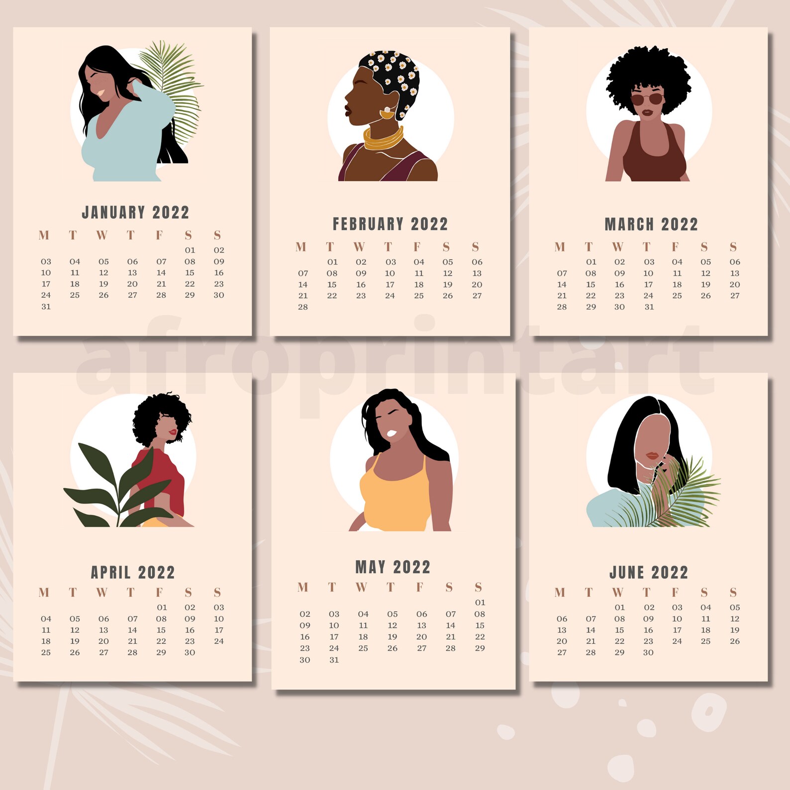 2022 Beautiful Women Calendar Perpetual Birthday Calendar | Etsy