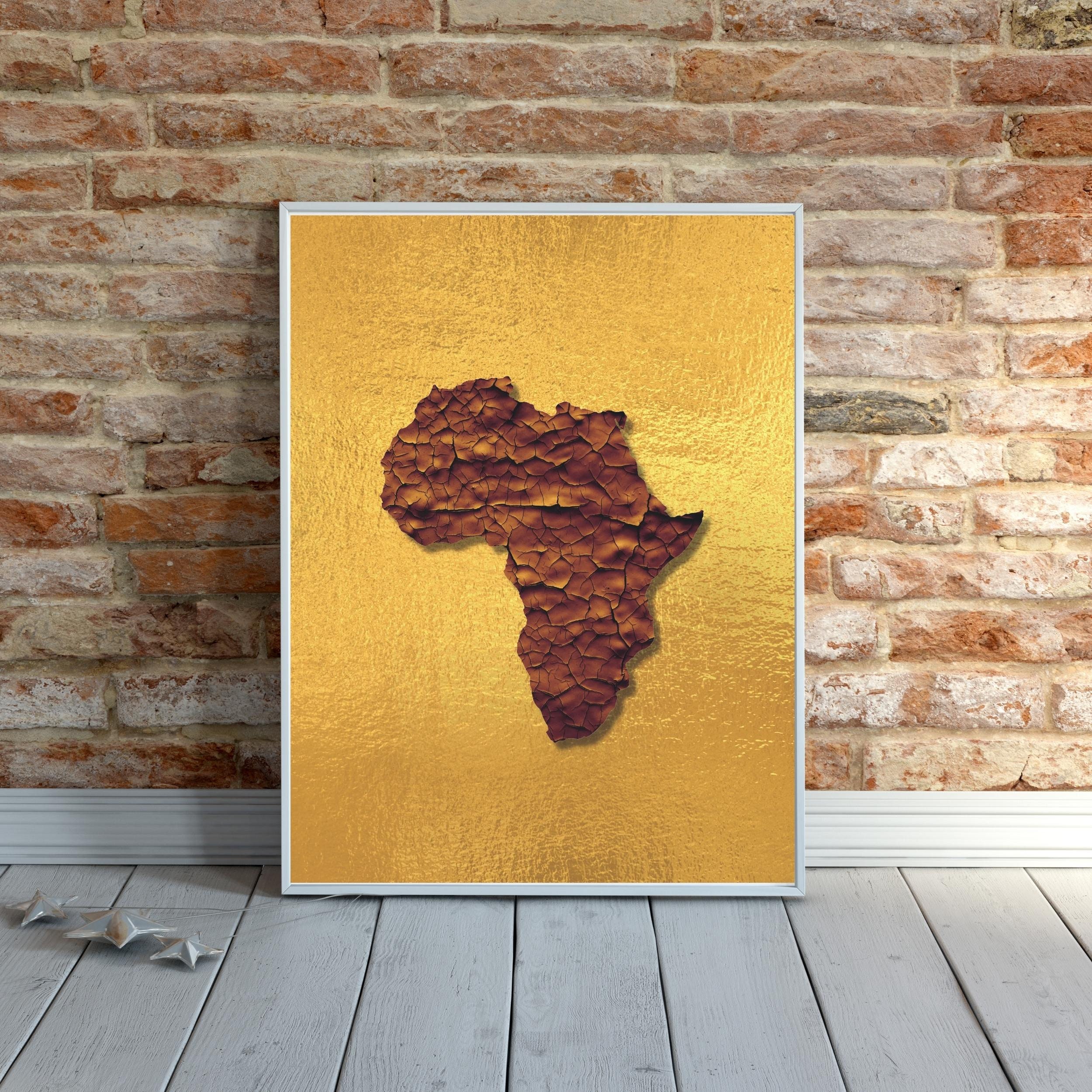 Gold Africa Map, Instant Download, Continent Map, Africa Travel Poster ...