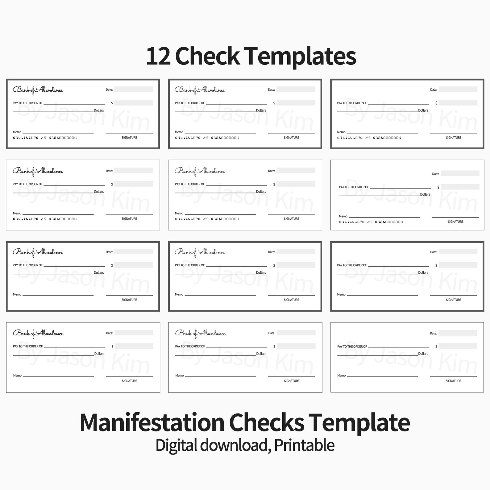 Instant Download Manifestation Checks Abundance Printable | Etsy