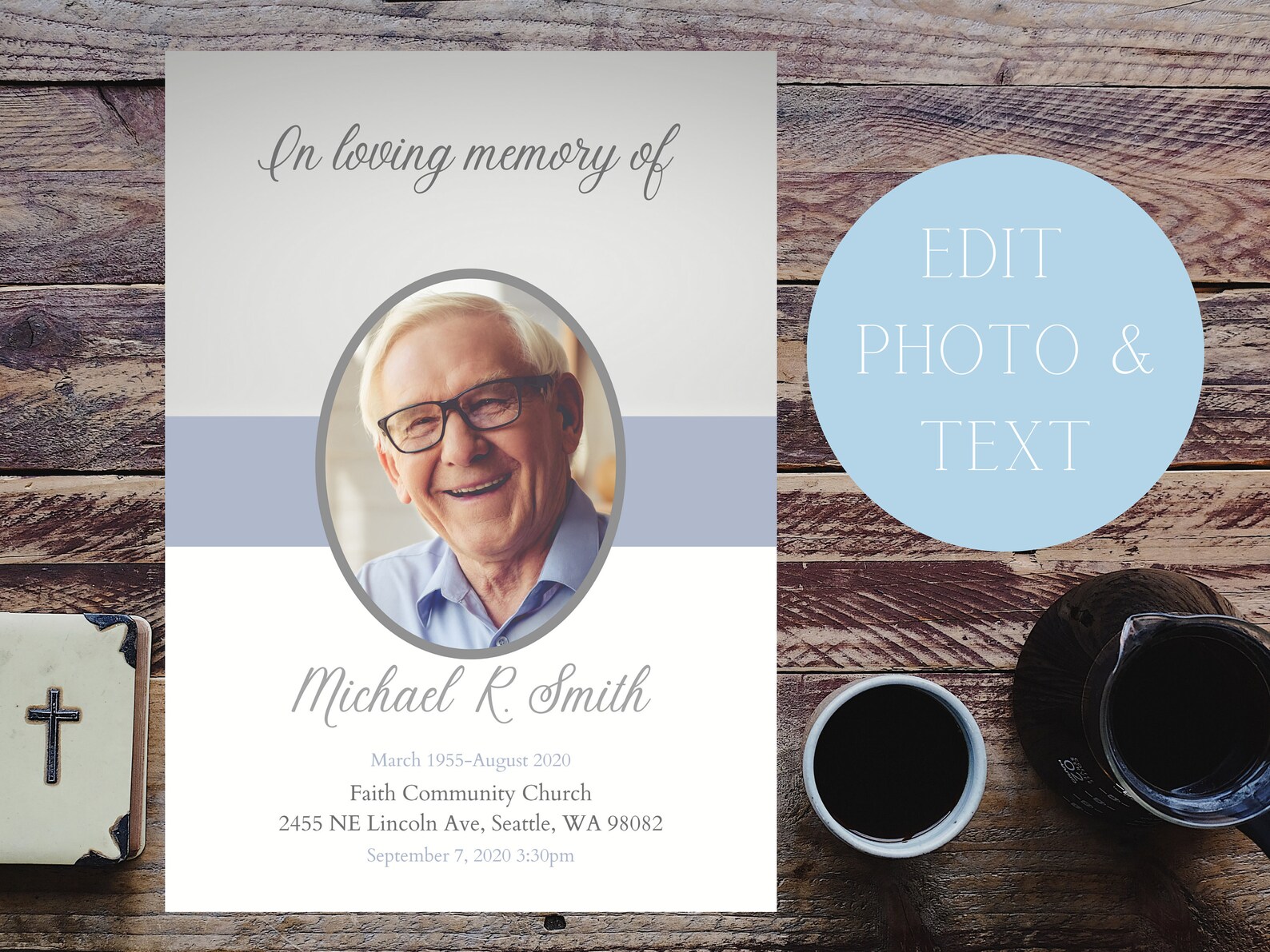 Funeral Template for Man, Obituary Template, Funeral Template, Funeral ...