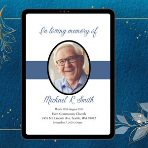Funeral Template for Man, Obituary Template, Funeral Template, Funeral ...