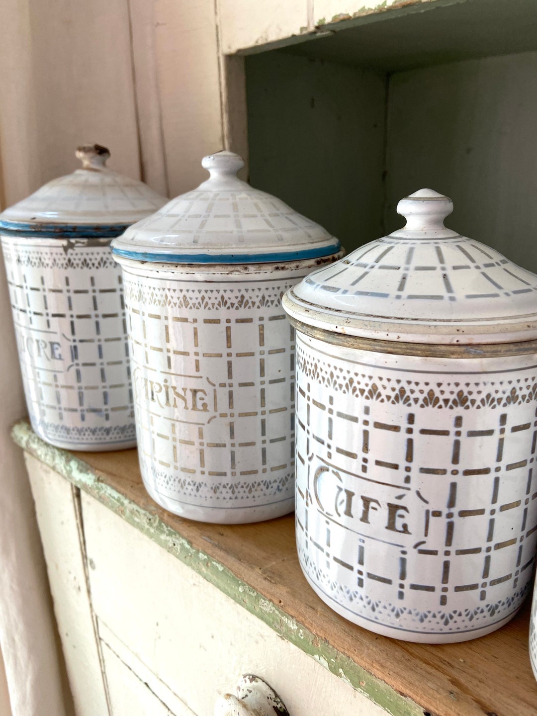 Vintage French Canister Set - Etsy Vintage French Canister Set - Etsy