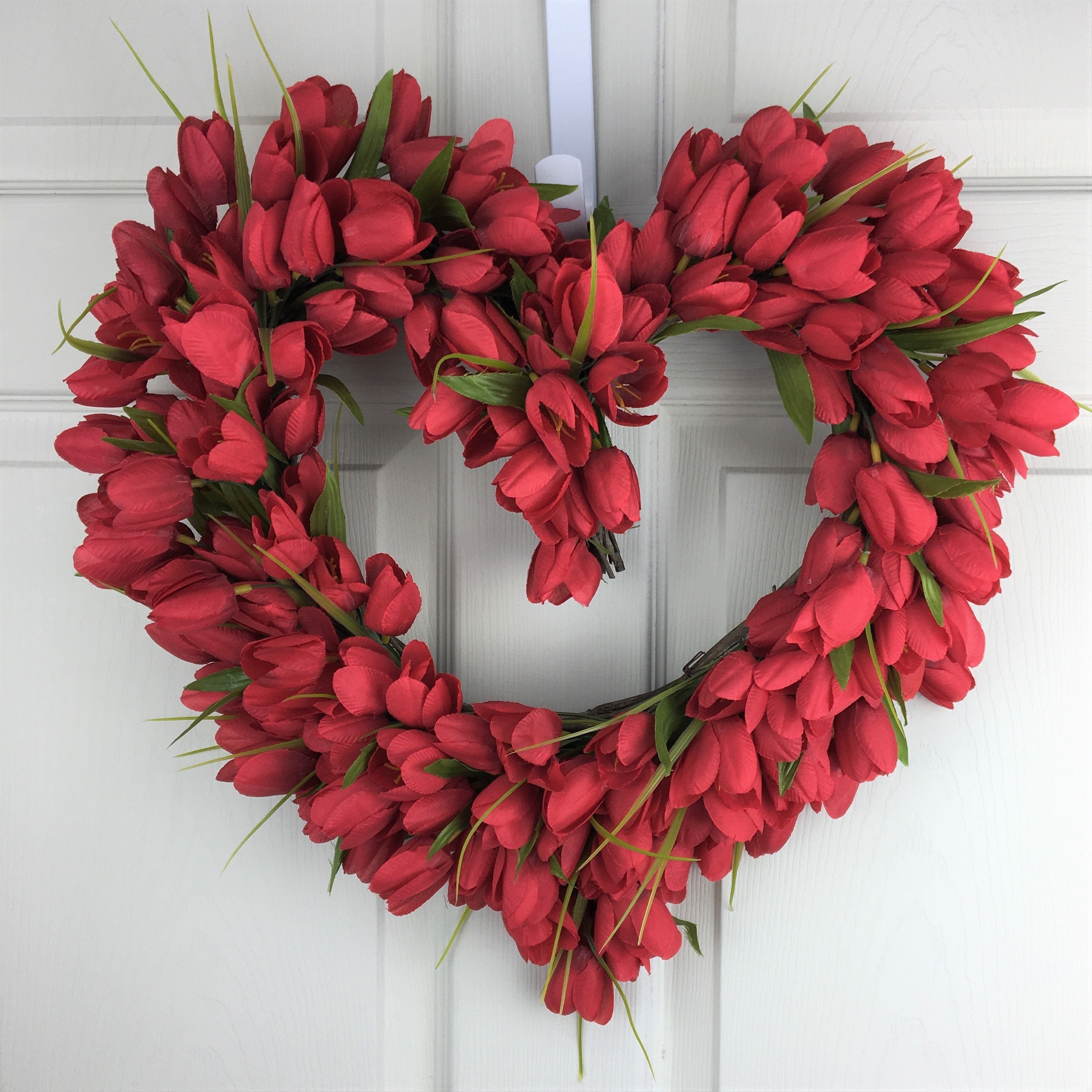 Tulip Heart Wreath for Front Door Valentine's Day Decor | Etsy