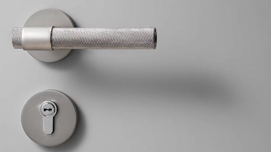 Satin Nickel Knurling Door Lock Handle, Fashionable Silver Nickel ...