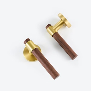 Interior Privacy Door Handle, Door Lever Handle in Walnut Wood With ...