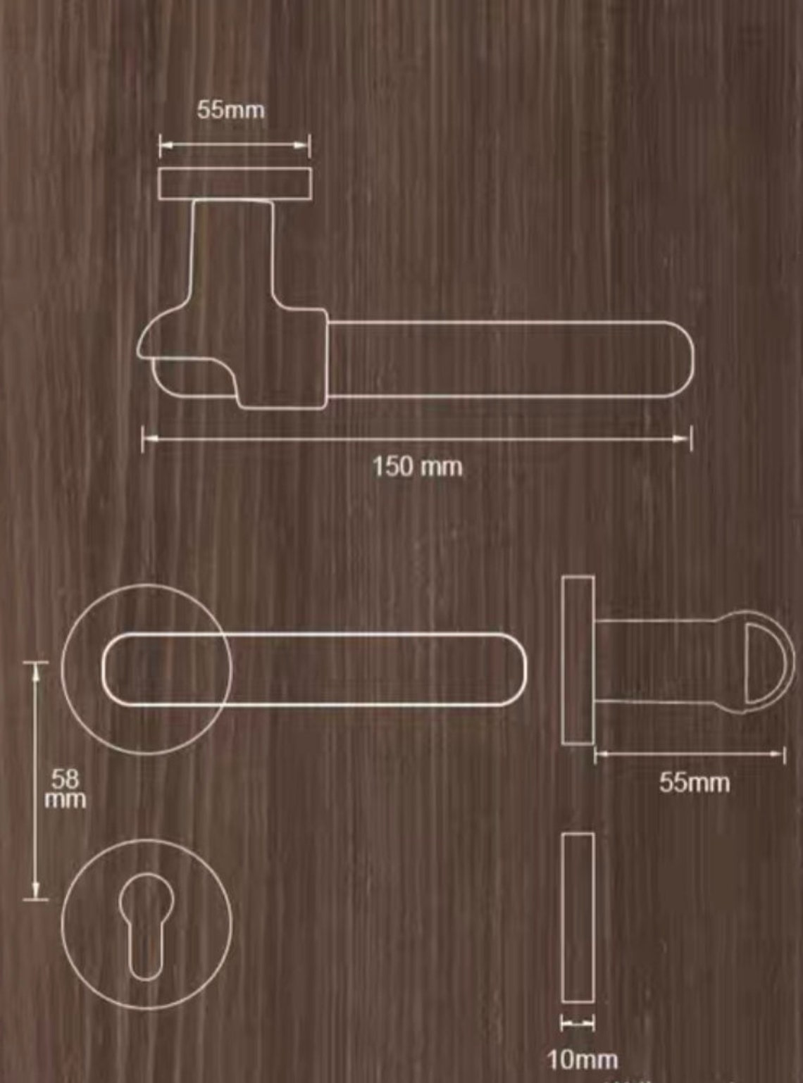 Oak Wood Door Lever Brushed Nickel Door Lock Handle - Etsy