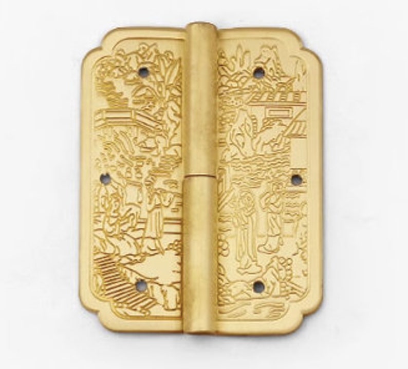 2 Pcs Chinese Vintage Brass Cabinet Door Hinge Antique - Etsy