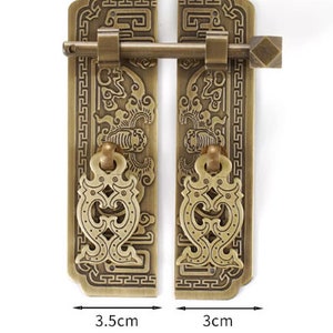 Retro Asian Latch, Chinese Antique Pure Brass Handle, Antique Brass ...