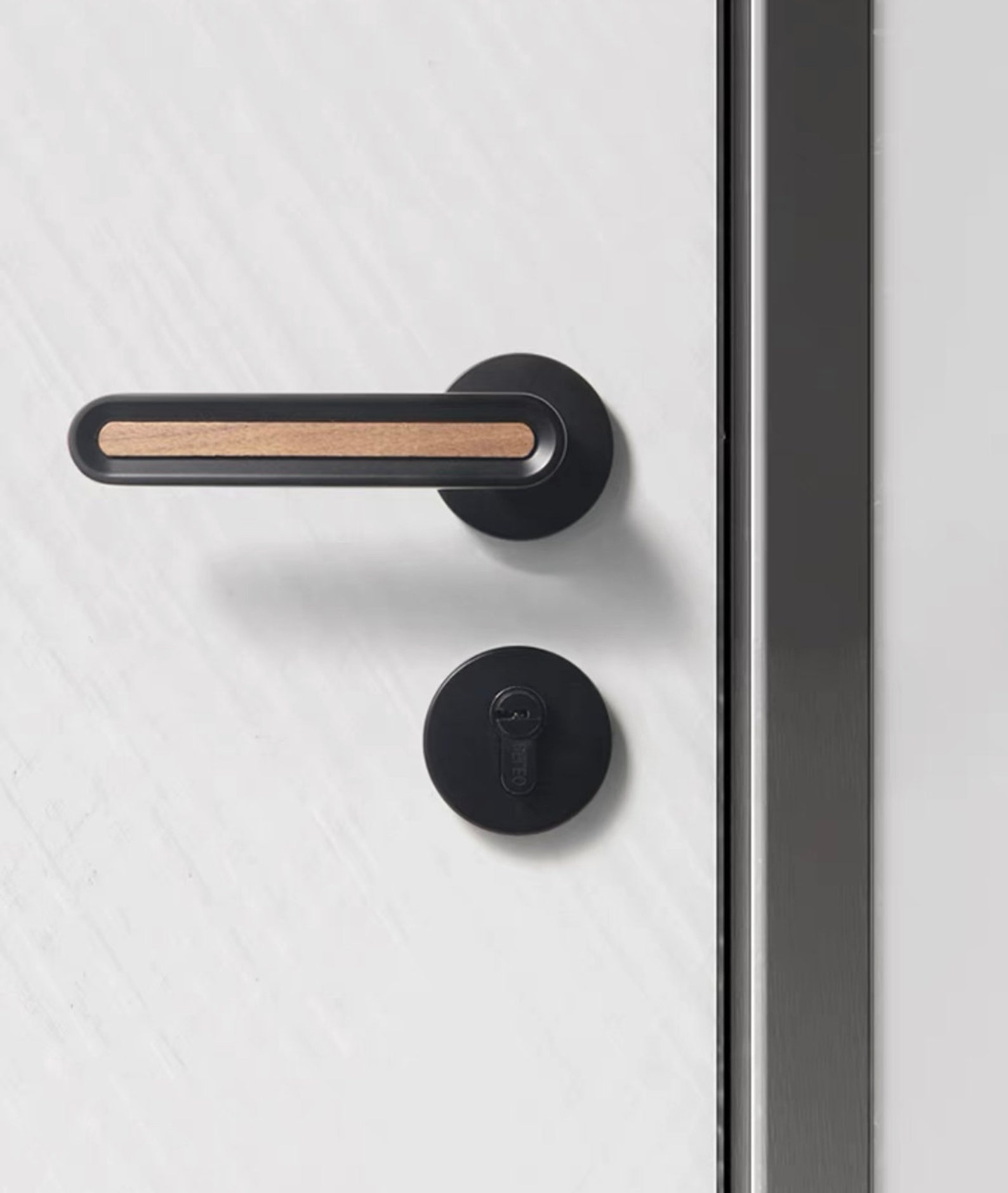 Modern Walnut Door Lever Handle, Door Lever Set With Hinges and Stopper ...