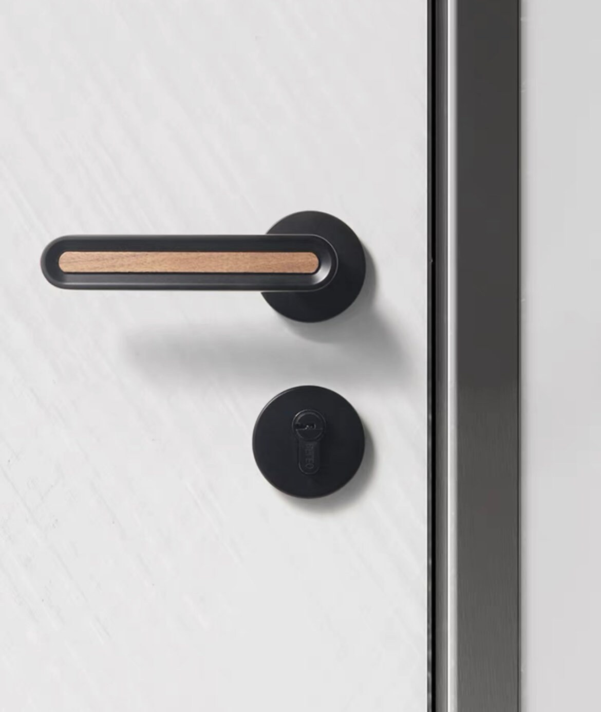 Modern Walnut Door Lever Handle, Door Lever Set With Hinges and Stopper ...